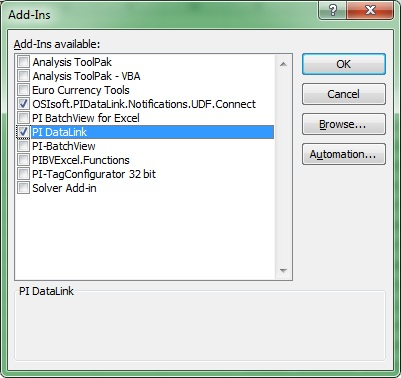KB00513 - How to toggle the PI DataLink add-ins in Microsoft Office 2007/2010 with PI Datalink 4.x